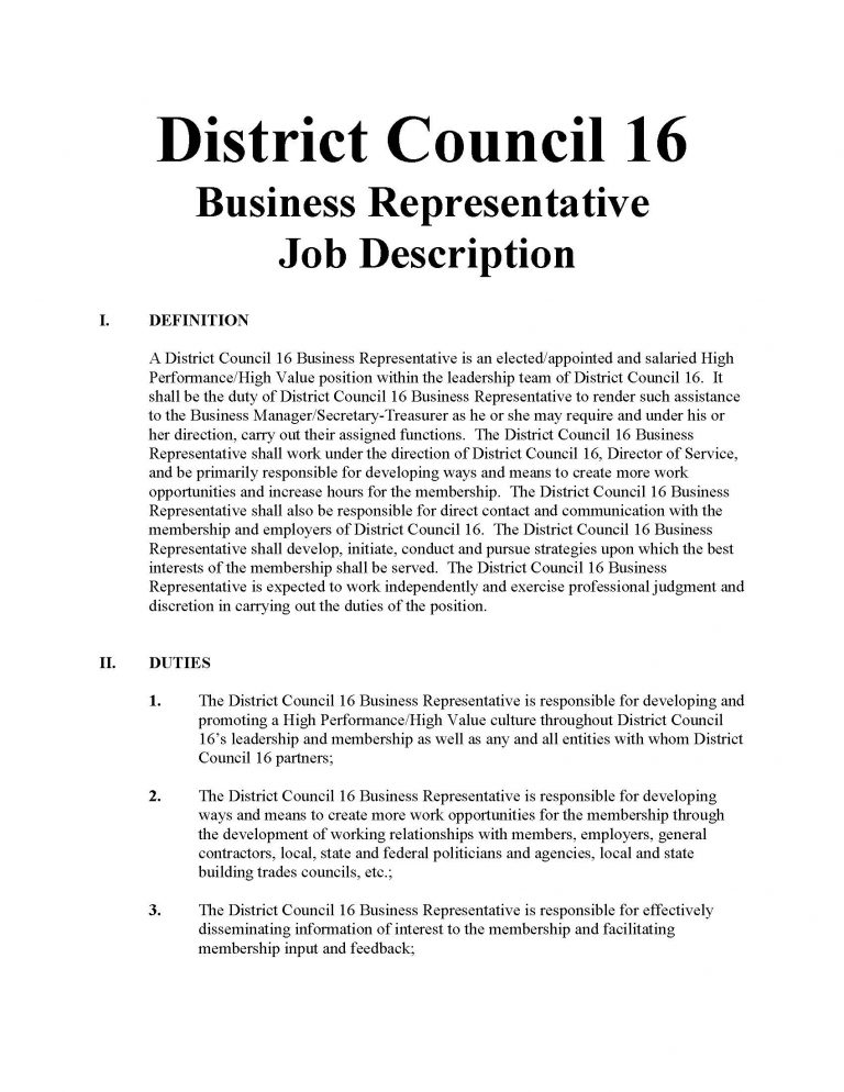 LU 718 Business Rep Position – DC16 UNION